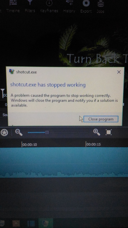 Shotcut.exe has stopped working - Error Message - Help/How To - Shotcut ...