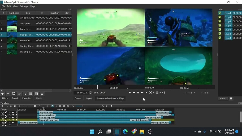 How to create a template for your custom workflow in shotcut (4 panel split screen) - Tutorial ...