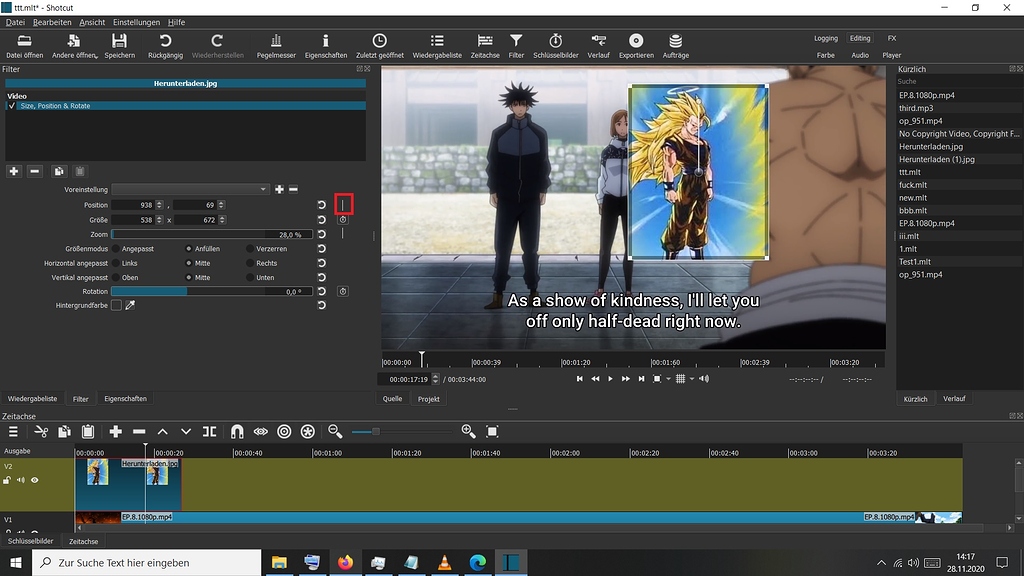 Keyframe position can not be selected - Help/How To - Shotcut Forum